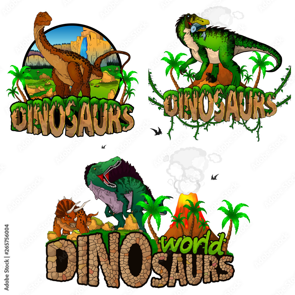 Set of dinosaur world logos. Vector illustration Stock Vector | Adobe Stock