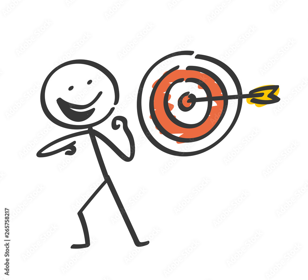 Glückliches Strichmännchen freut sich über den Treffer in der ...