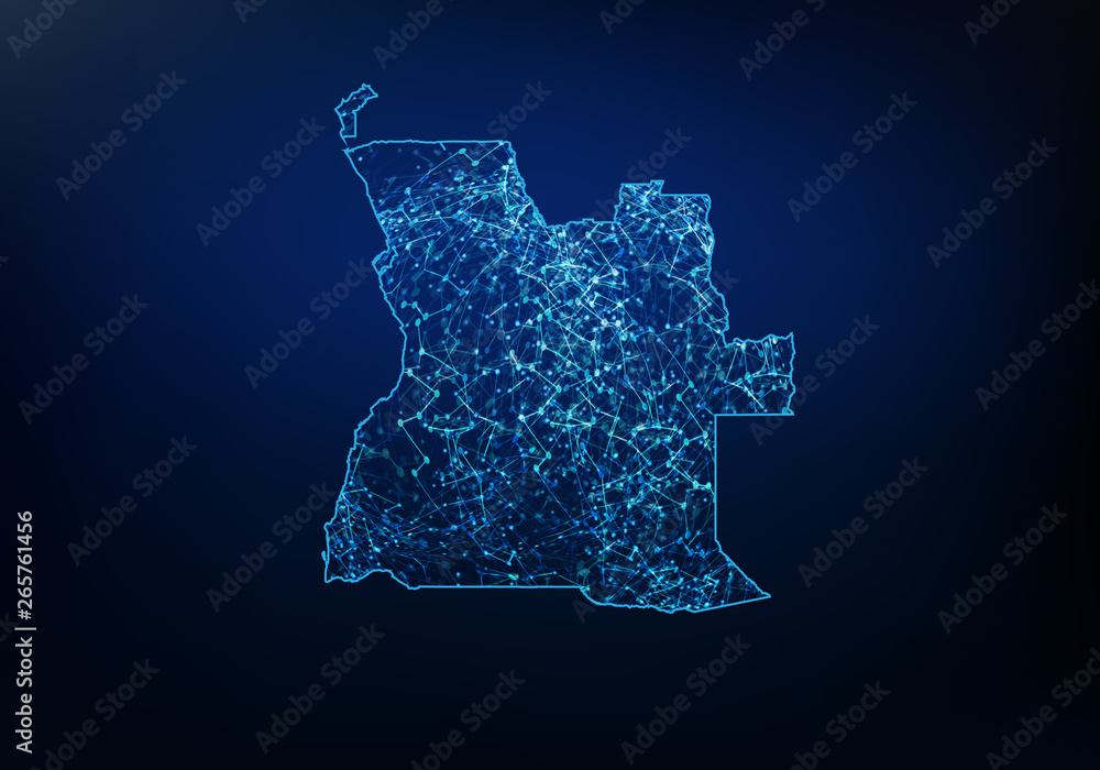 Abstract of angola map network, internet and global connection concept ...