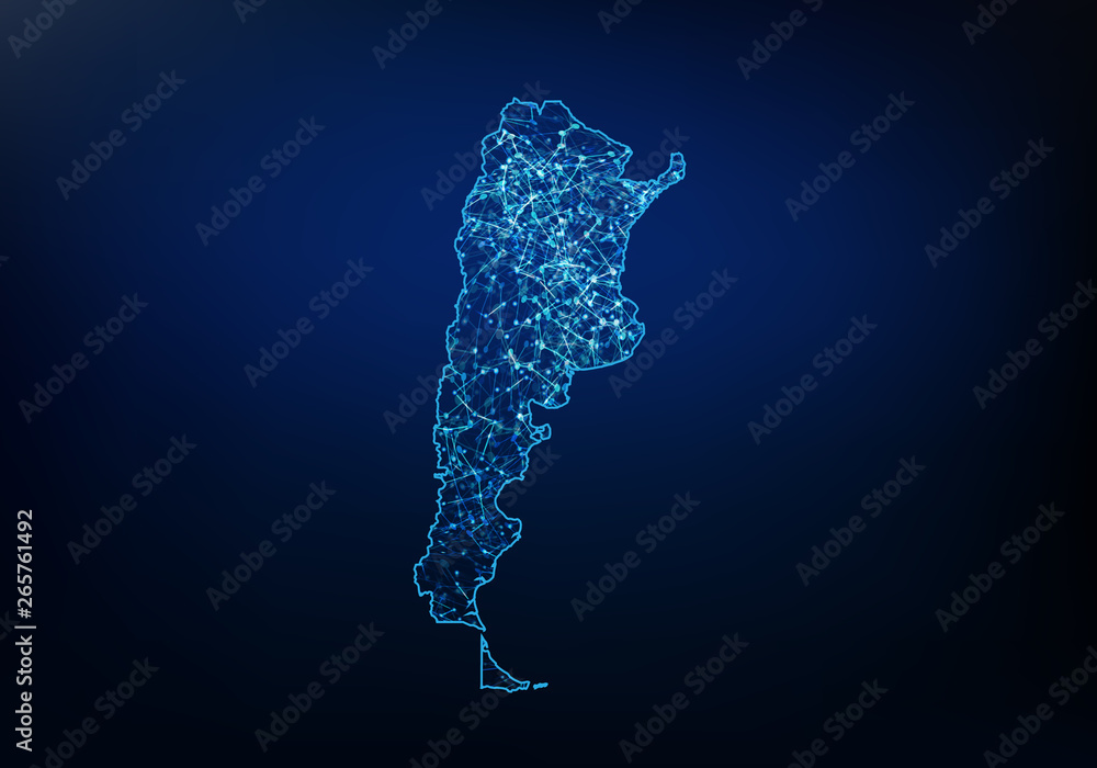 Vetor de Abstract of Argentina map network, internet and global ...