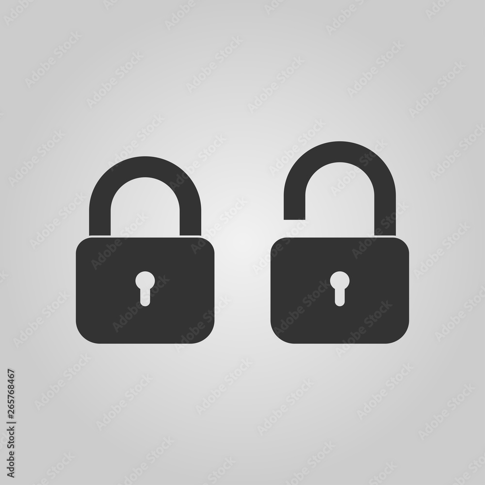 Padlock icon template. Black lock isolated on white background ...