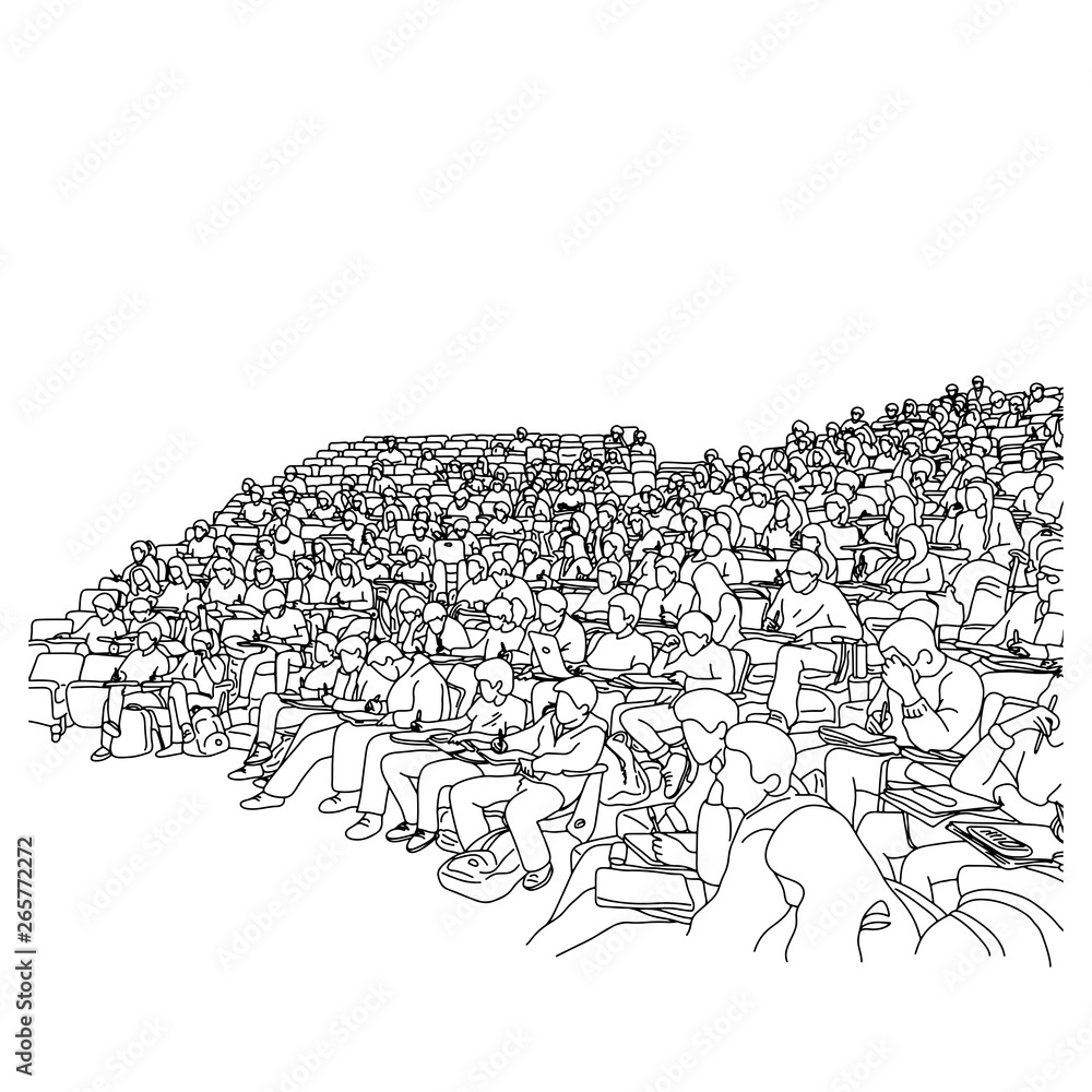 college students studying in learning slope room vector illustration ...