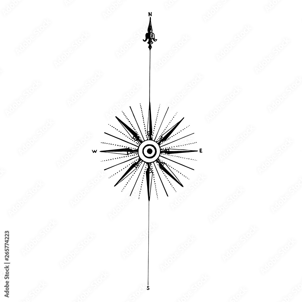Vintage compass wind rose icon vector logo design template. wind chart ...