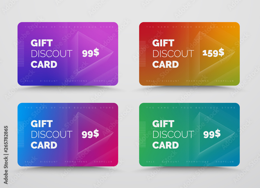 Vector gift card design with soft blended gradients and voluminous ...