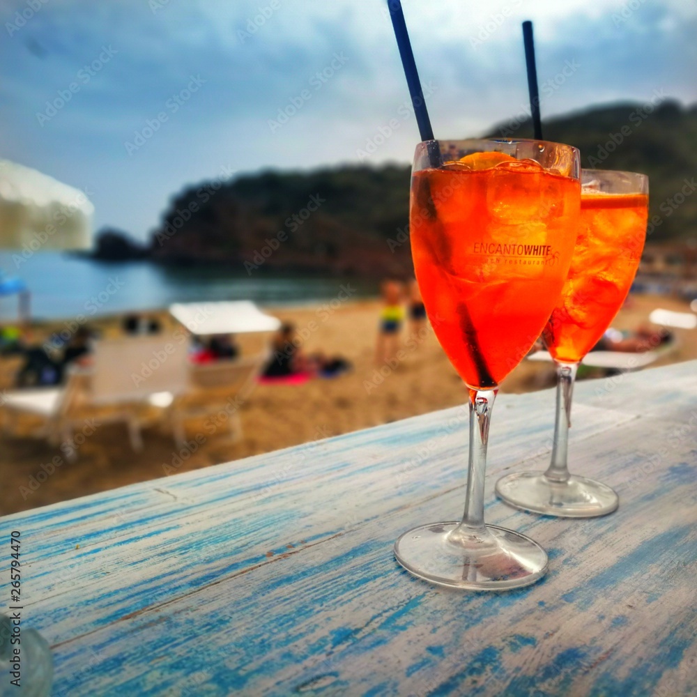 Cocktail, Strand, Glas, Sand, Meer, Bar, Beach, Beachbar, Aperol Spritz ...