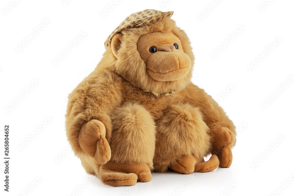Monkey doll plush toy studio isolated. Chimpanzee, jocko, gorilla ...