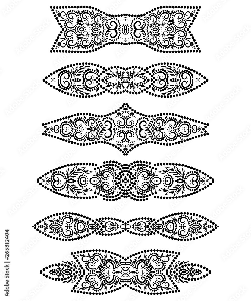 Deco borders. Black and white classical ornamental pattern. Beautiful ...