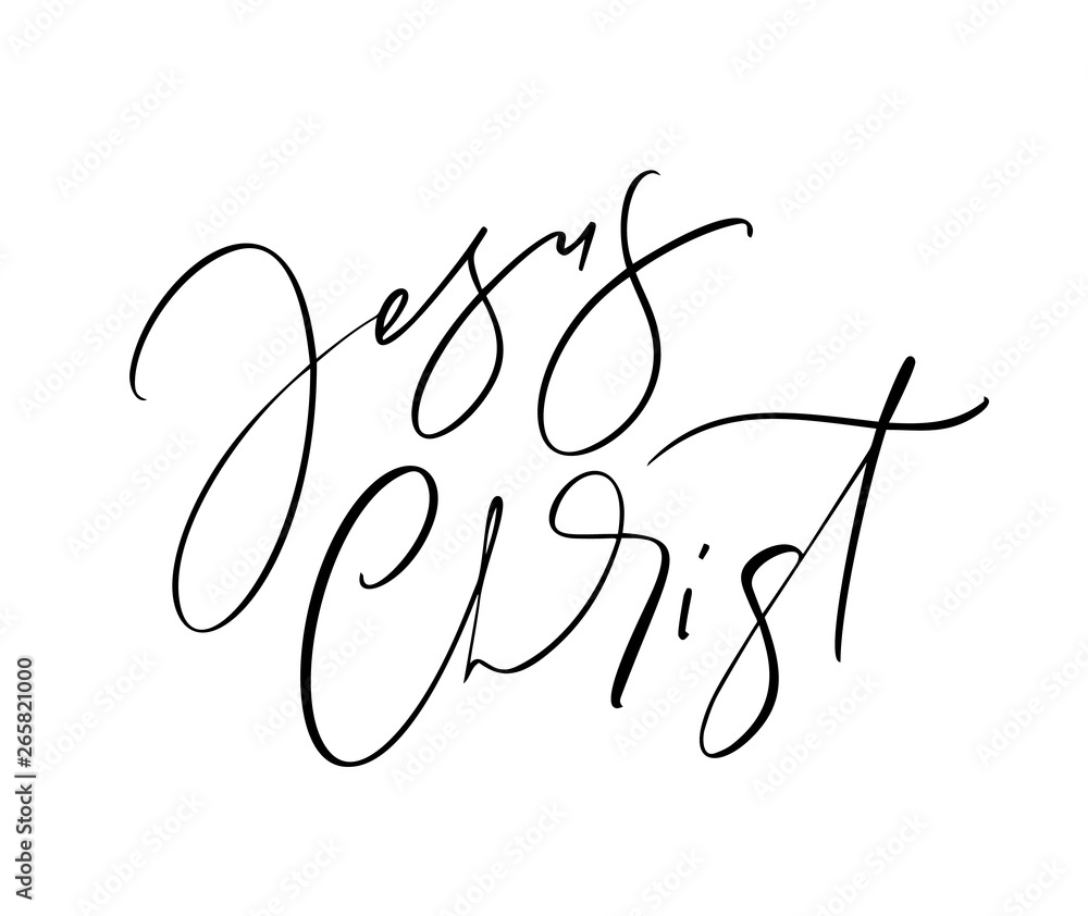 Jesus Christ hand written vector calligraphy lettering Bible text ...