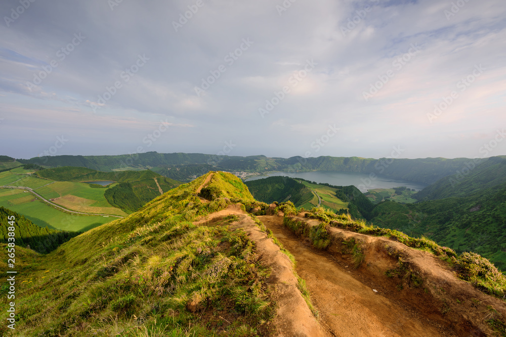 Azores panoramic view of natural landscape, wonderful scenic island of ...