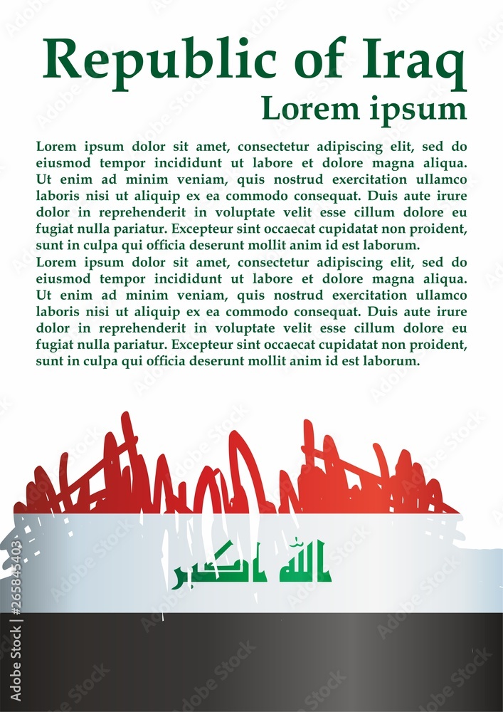 Flag of Iraq, Republic of Iraq. Template for award design, an official ...