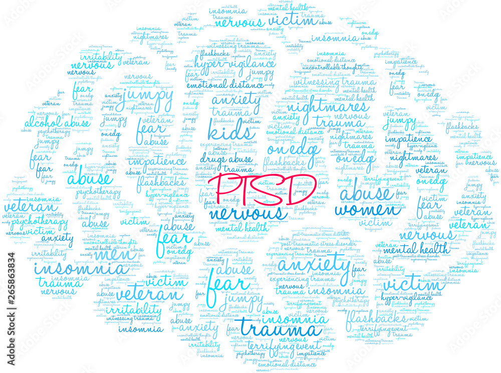 PTSD Word Cloud on a .white background. Stock Vector | Adobe Stock