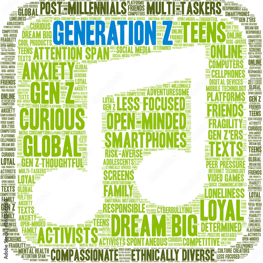 Generation Z Word Cloud on a white background. Stock Vector | Adobe Stock