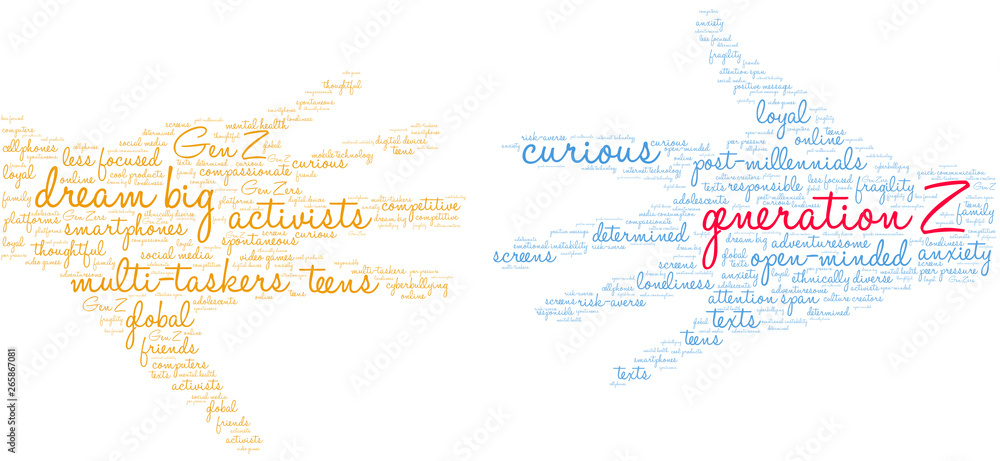 Generation Z Word Cloud on a white background. Stock Vector | Adobe Stock