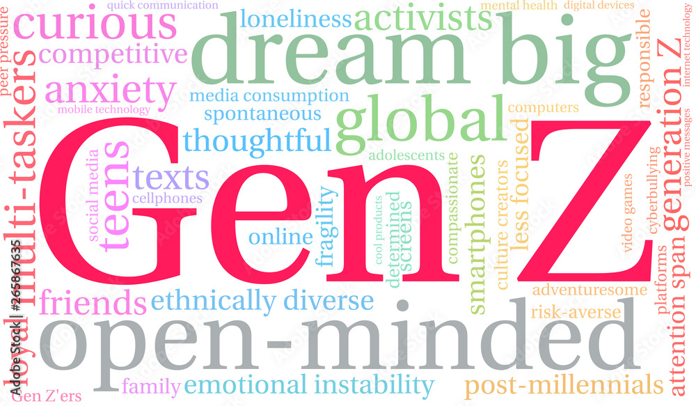 Gen Z Word Cloud on a white background. Stock Vector | Adobe Stock