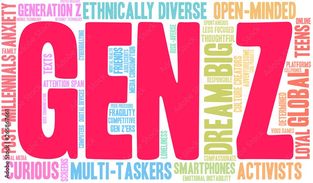 Gen Z Word Cloud on a white background. Stock Vector | Adobe Stock