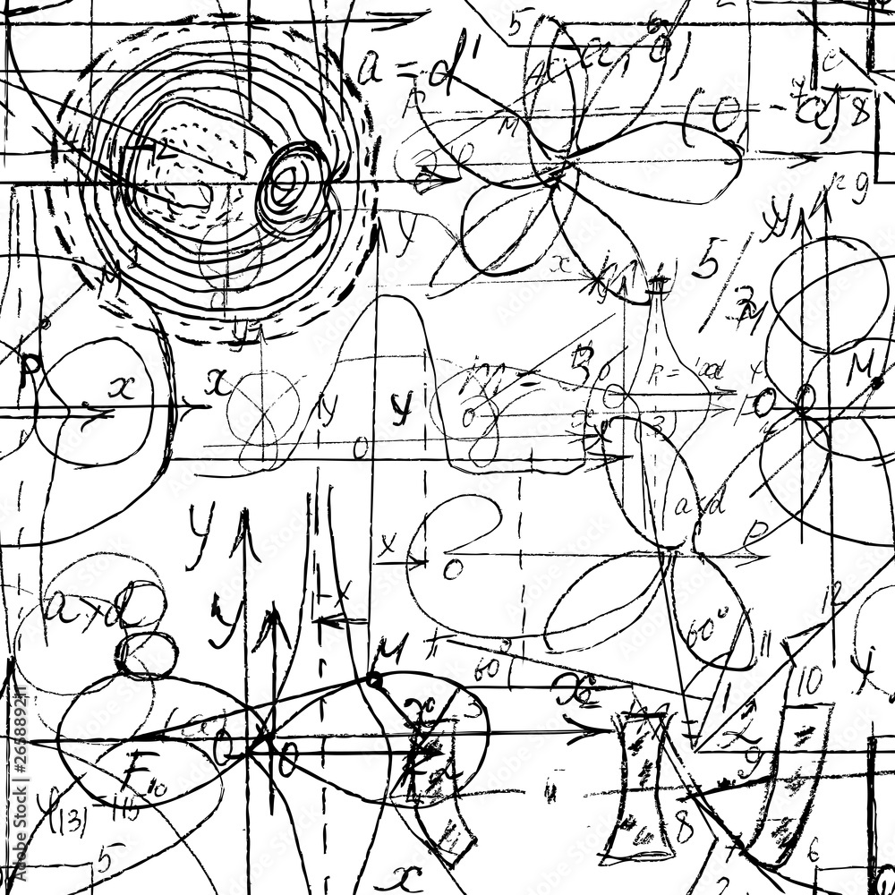 Mathematical seamless texture with handwritten math, algebra and ...