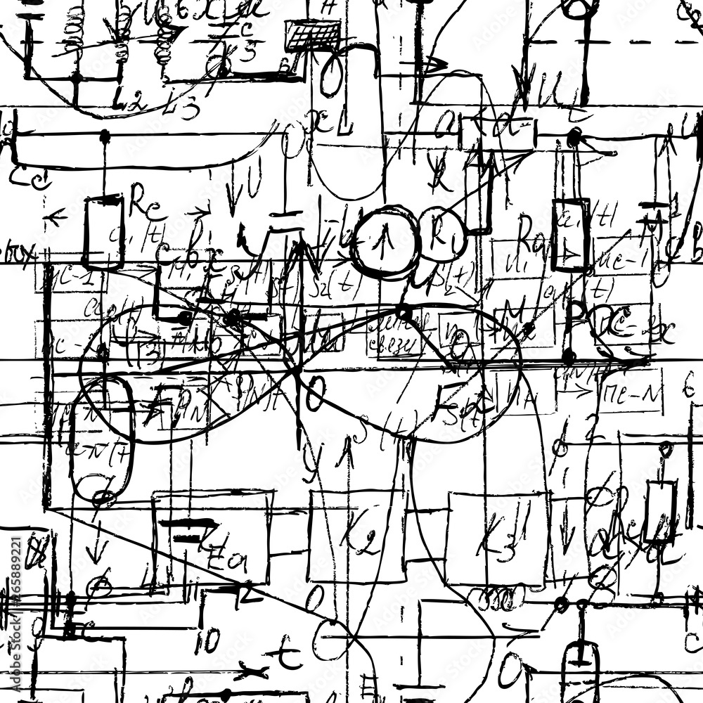 Mathematical seamless texture with handwritten math, algebra and ...