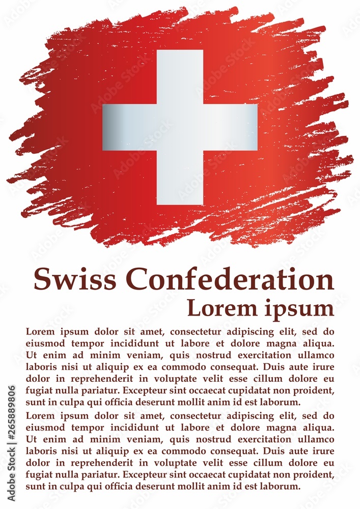 Flag of Switzerland, Swiss Confederation. Template for award design, an ...