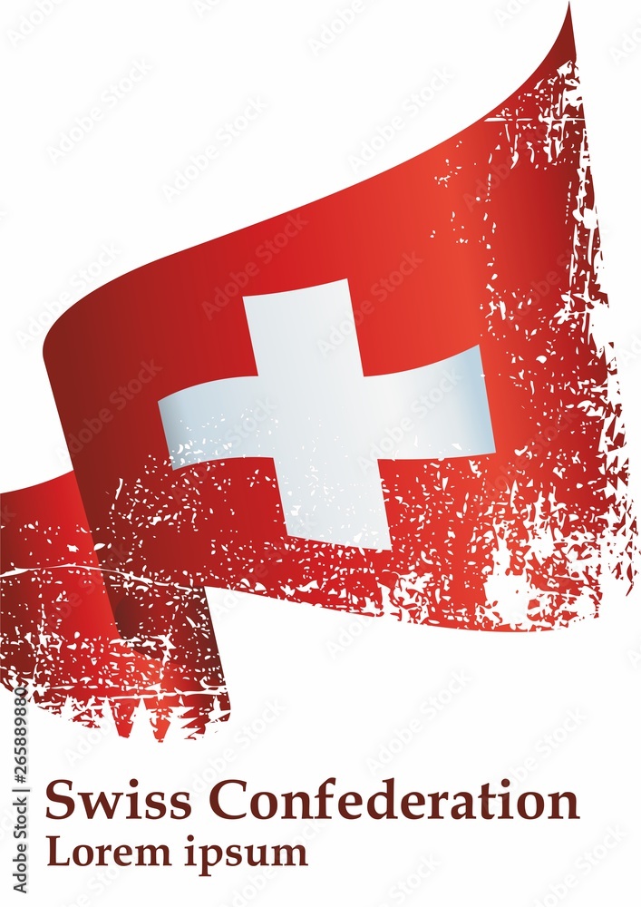 Flag of Switzerland, Swiss Confederation. Template for award design, an ...