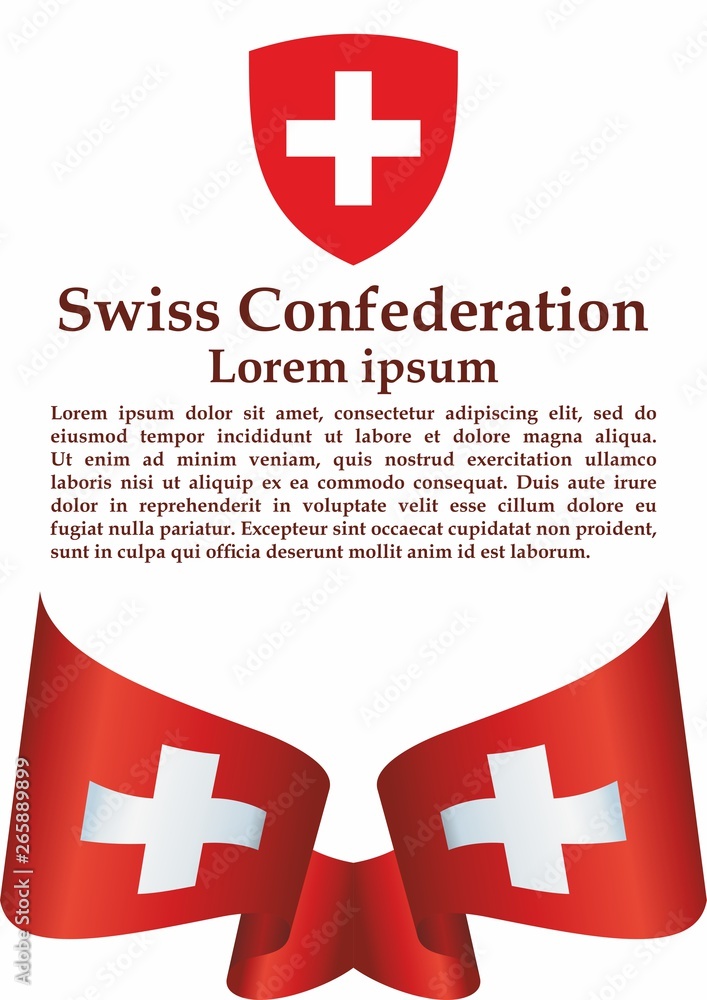 Flag of Switzerland, Swiss Confederation. Template for award design, an ...