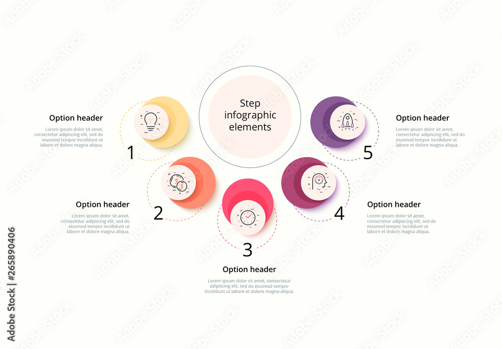 5 Step Infographic with Icons and Circles Stock Template | Adobe Stock