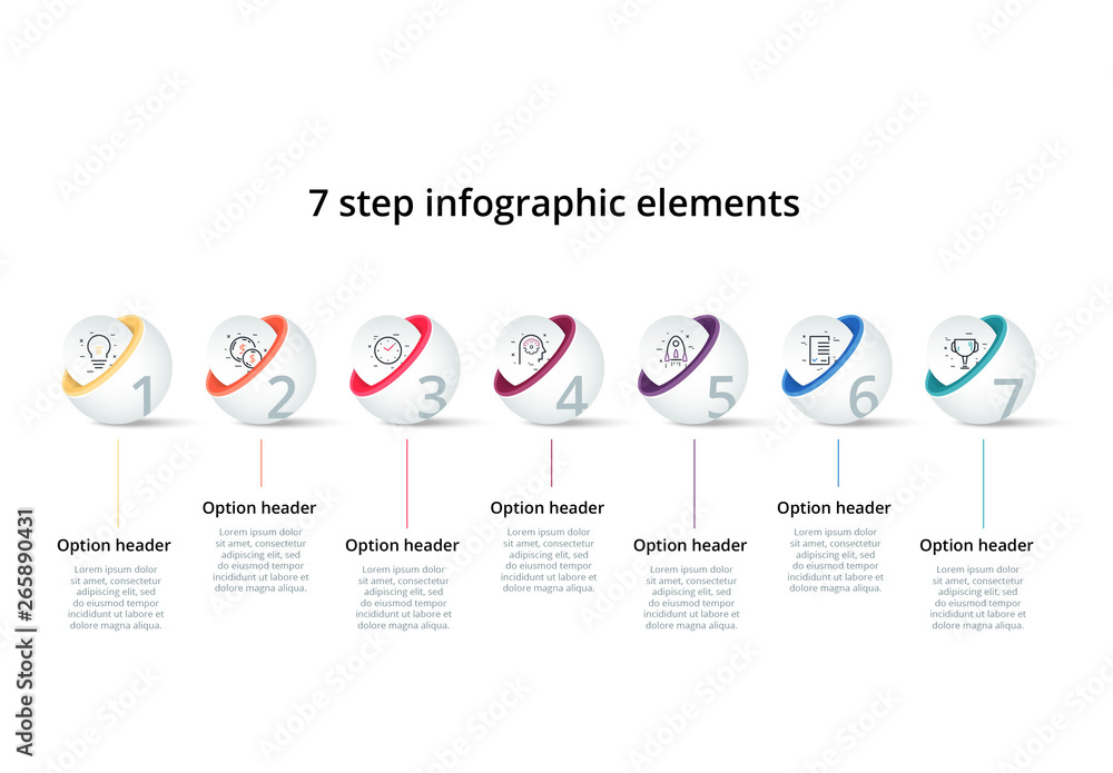 7 Step Infographic with Icons and Circles Stock Template | Adobe Stock