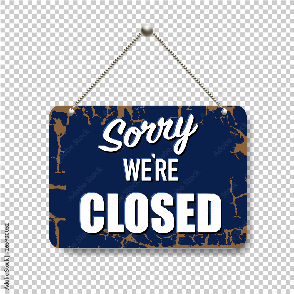 Blue Sign Closed Isolated Transparent Background Stock Vector | Adobe Stock