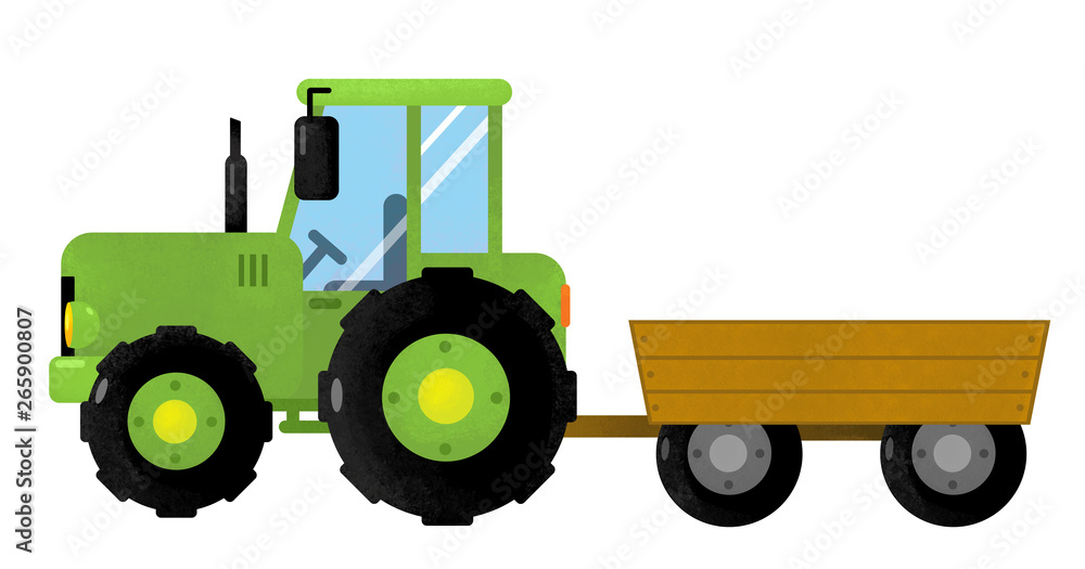 cartoon isolated farm vehicle on white background - tractor ...