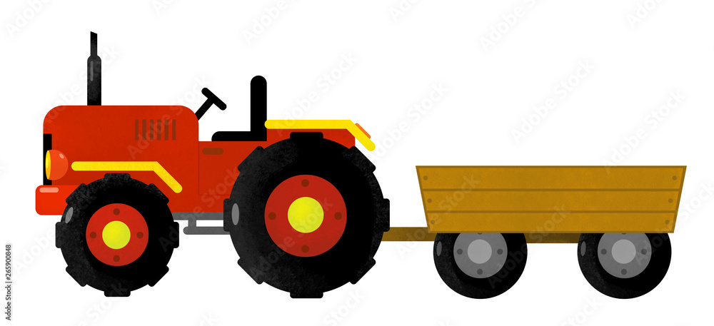 cartoon isolated farm vehicle on white background - tractor ...