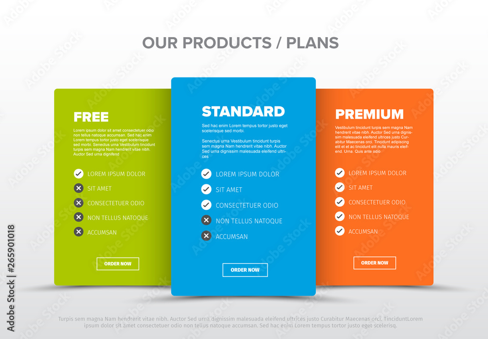 Multicolored Price Tier Infographic Stock Template | Adobe Stock