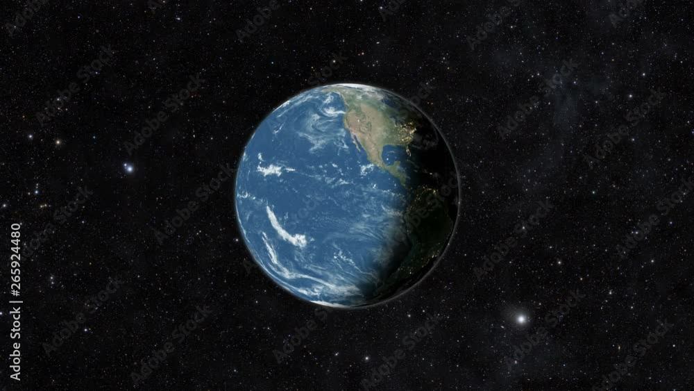 Planet earth from space. Zoom out -Day to night world globe spinning ...