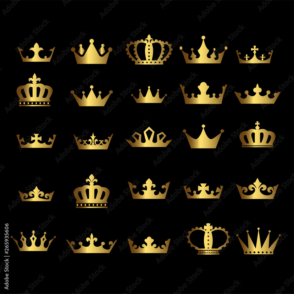 Crown icon set heraldic symbol vector illustration. Stock Vector ...