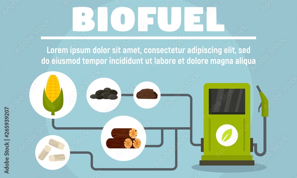 Biofuel system concept banner. Flat illustration of biofuel system ...