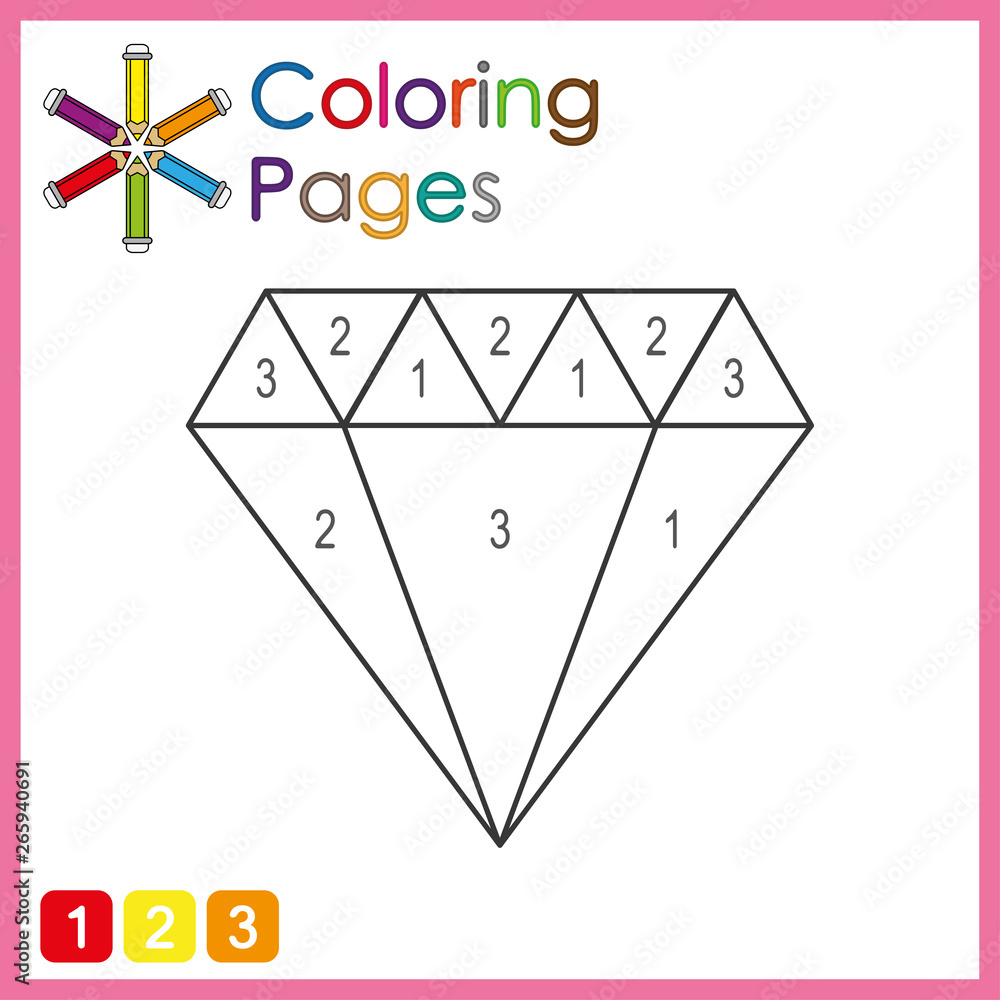 coloring page for kids, color the parts of the object according to ...