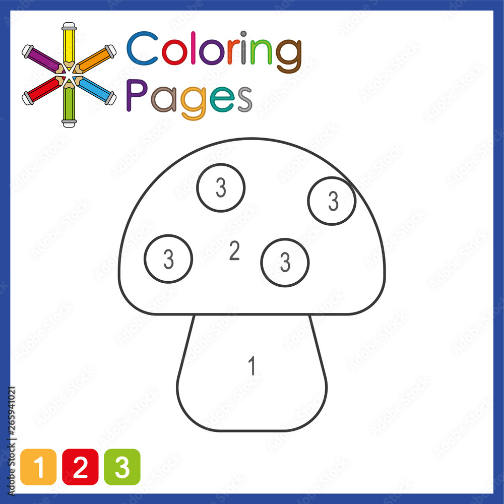 coloring page for kids, color the parts of the object according to ...