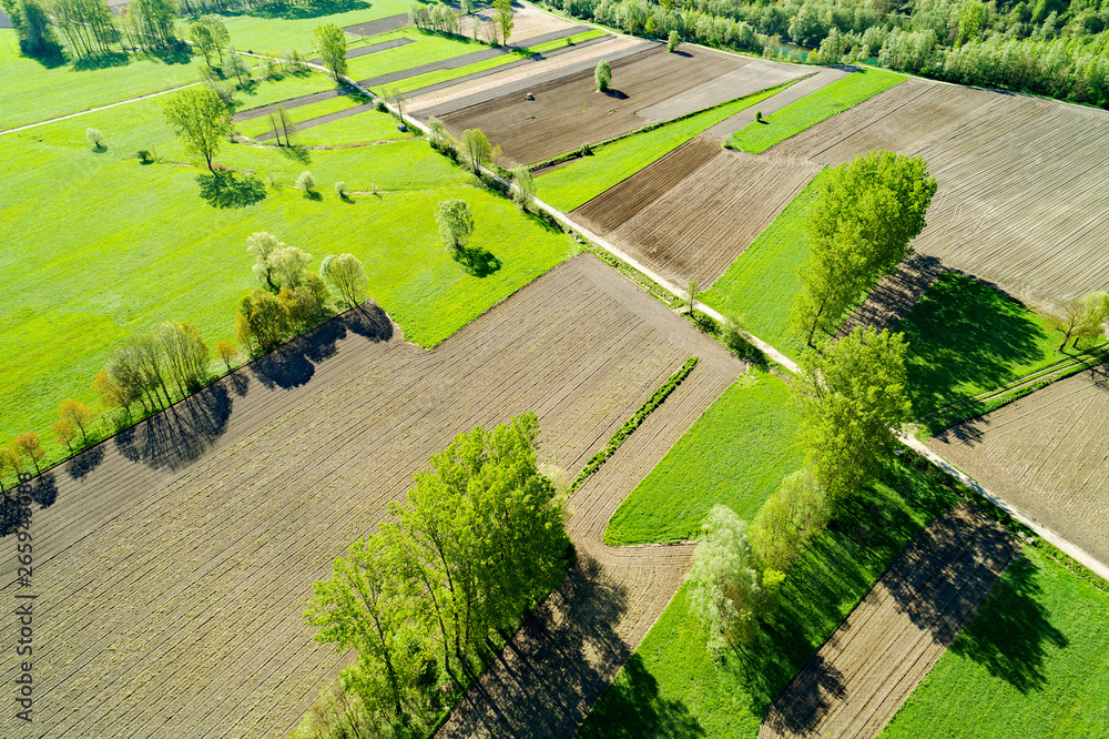 Campi arati e coltivati - vista aerea Stock Photo | Adobe Stock
