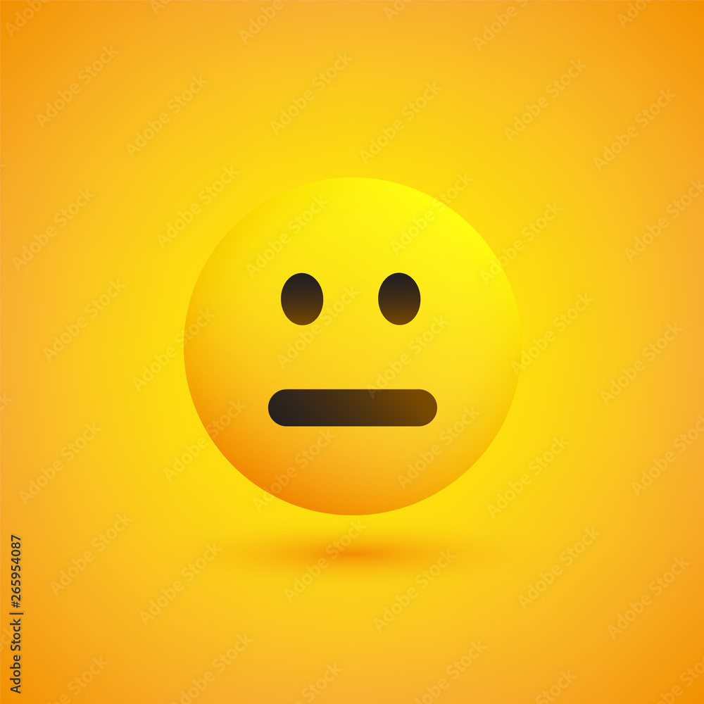 Neutral Face - Emoticon in Front of a Yellow Background, Vector Design ...