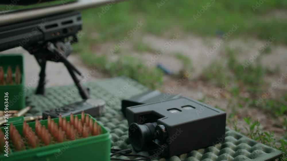 Sniper rifle. Position for shooting. Slow Motion. 4K. Stock Video ...