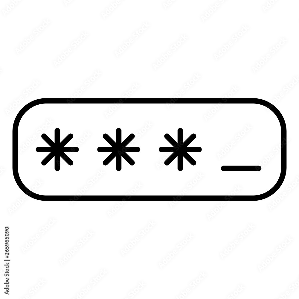 Vector Black Outline Icon - Password. Pin-code Symbol. Stock Vector ...