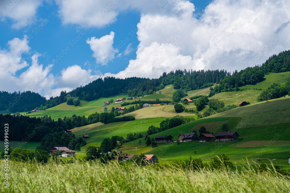 Colorful summer view of small village in the Entlebuch (canton of ...