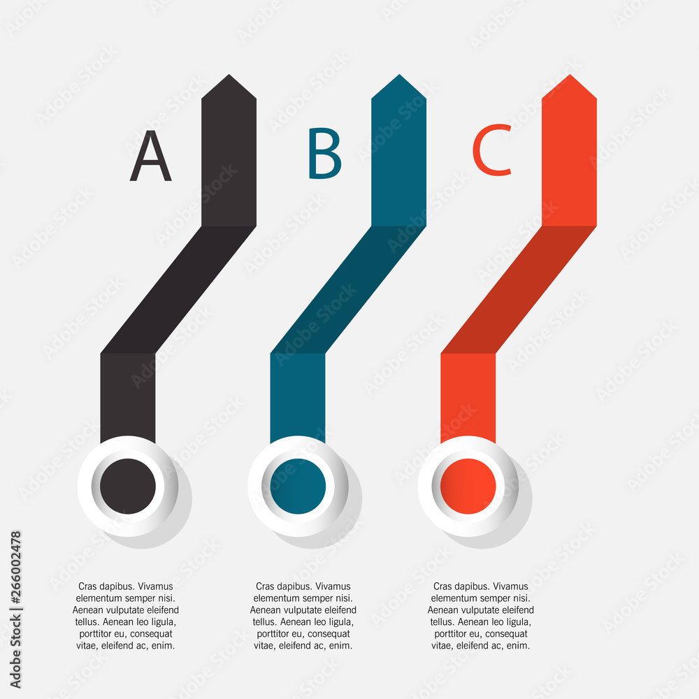 Infographic arrows with 3 step up options and glass elements. Vector ...