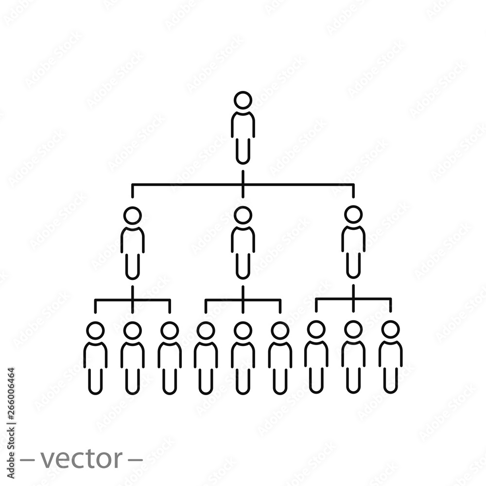 Poster hierarchy icon, organization chart line sign on white background ...