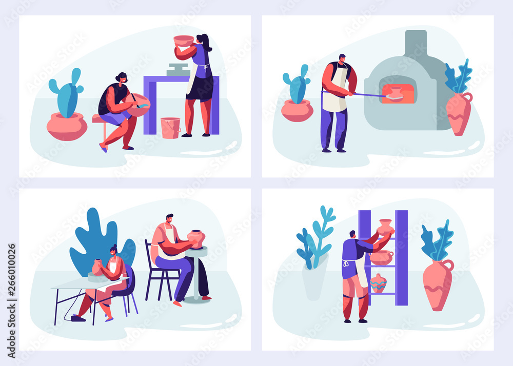 Characters Making and Decorating Pots Set, Earthenware, Crockery and ...