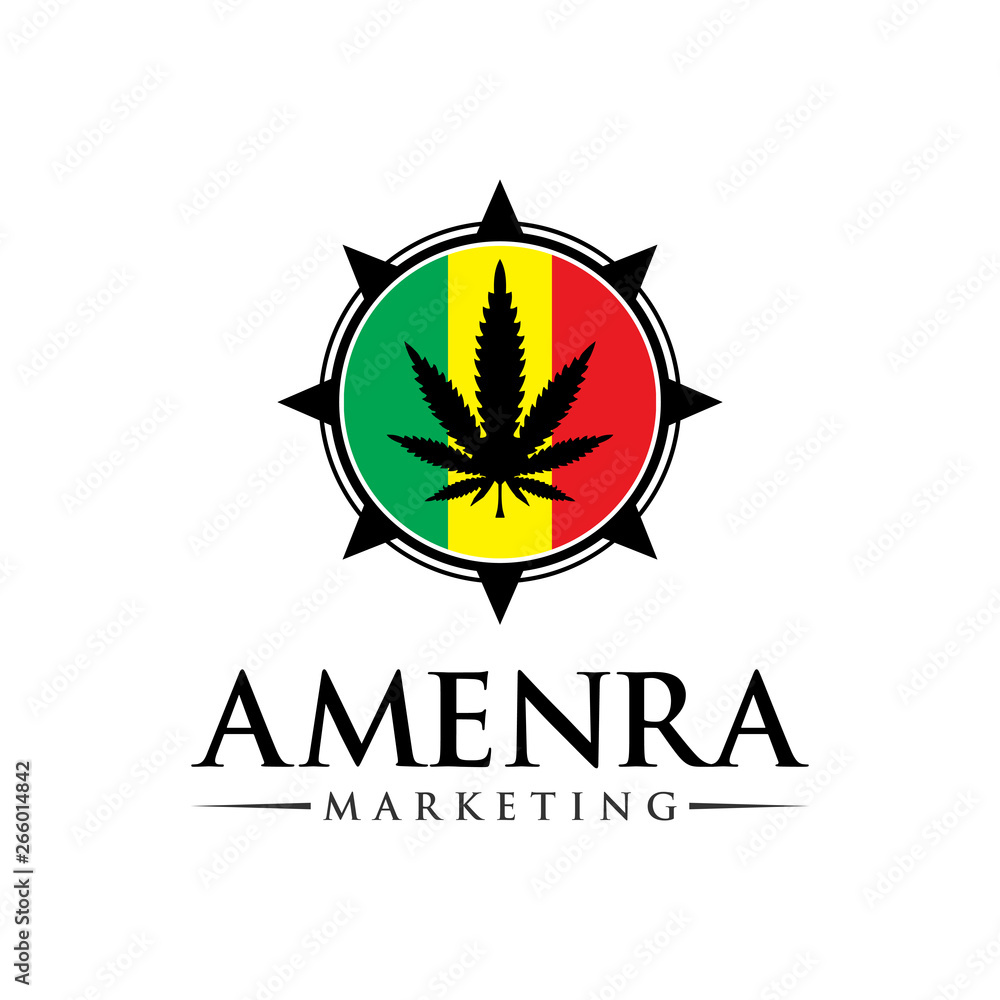 Marijuana logo design on the flag Stock Vector | Adobe Stock
