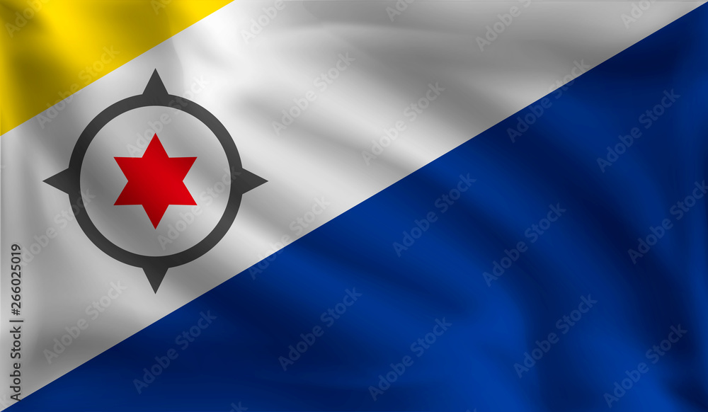 Waving Bonaire flag, the flag of Bonaire, vector illustration Stock ...