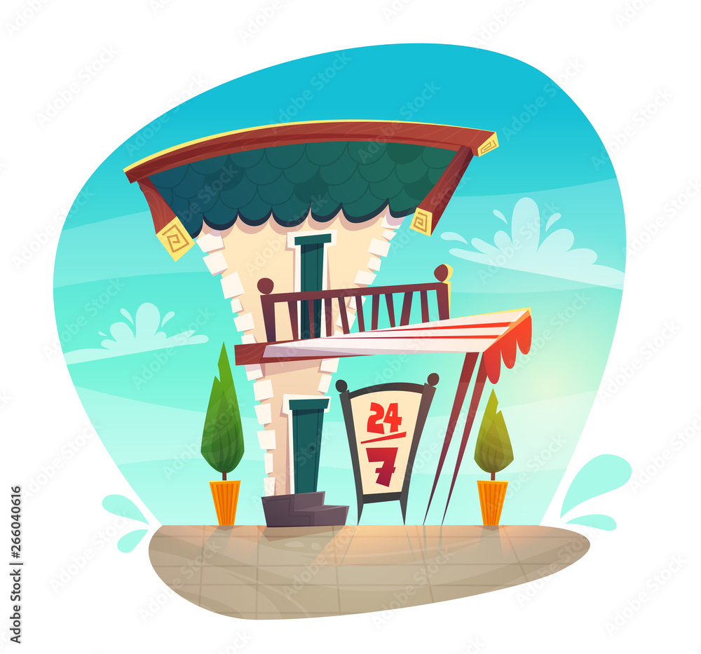 cafe restaurant or shop cartoon style medieval roof tavern with white ...