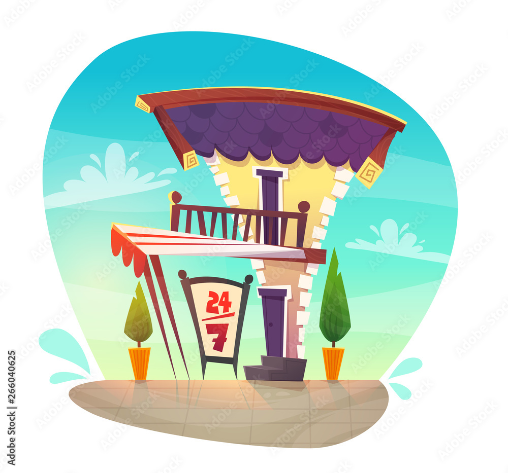 cafe restaurant or shop cartoon style medieval roof tavern with white ...