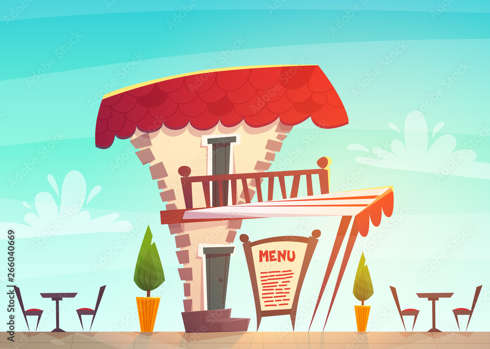 cafe restaurant or shop cartoon style medieval roof tavern with white ...