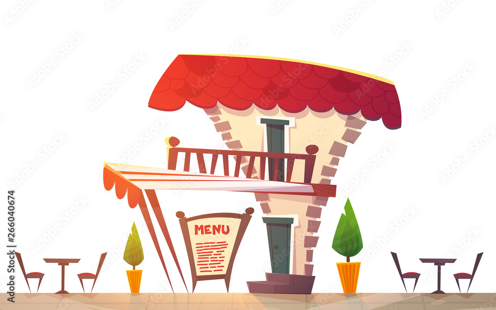 cafe restaurant or shop cartoon style medieval roof tavern with white ...