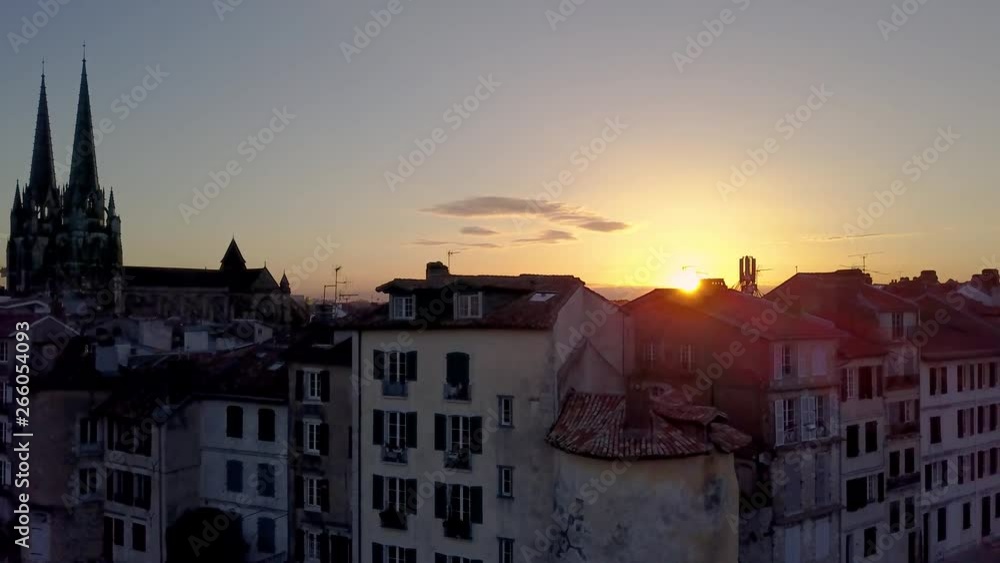 Bayonne France flying over the Roman tower that was also part of the ...